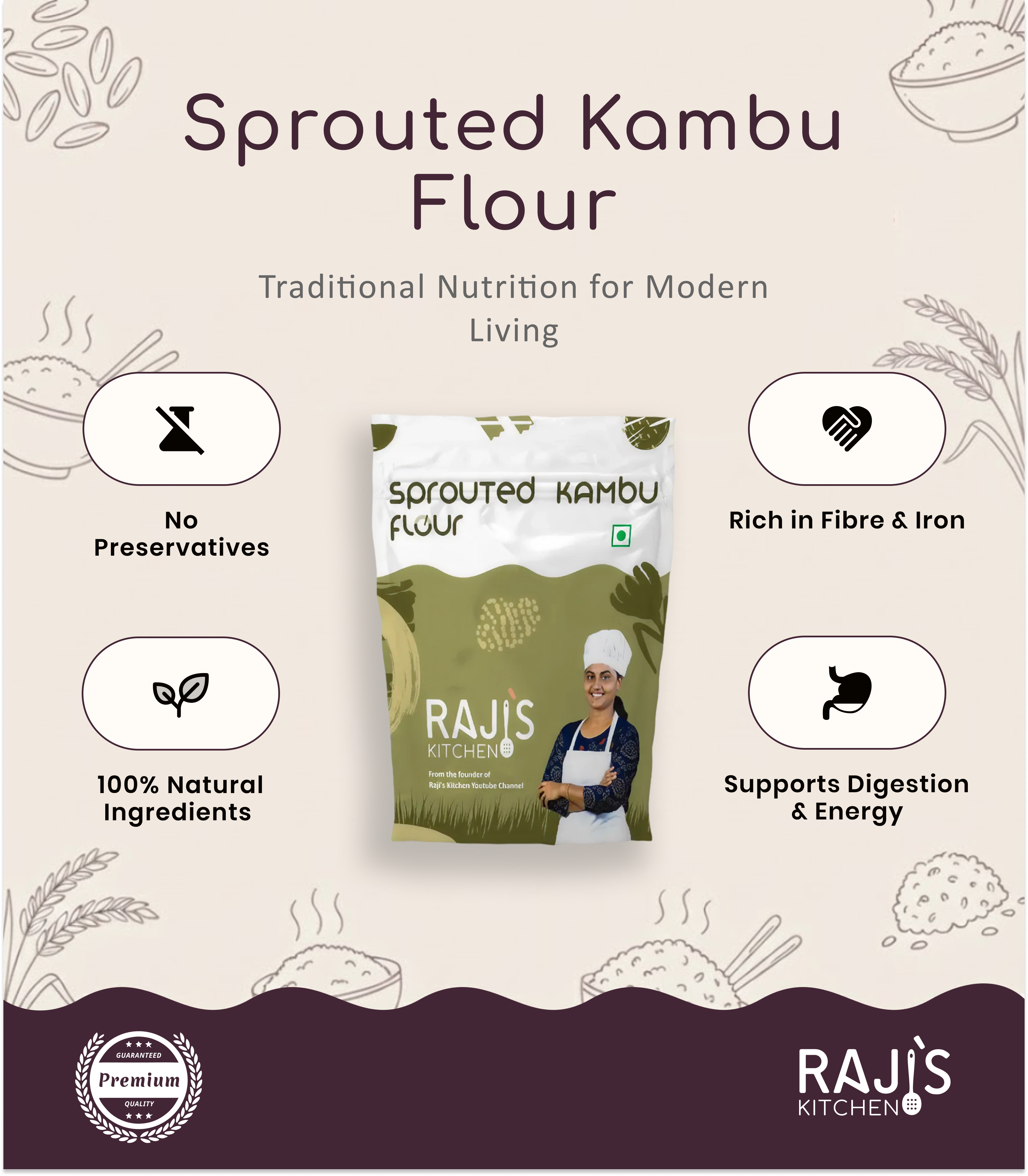 Sprouted Kambu Flour – High Fibre & Energy Rich Mix