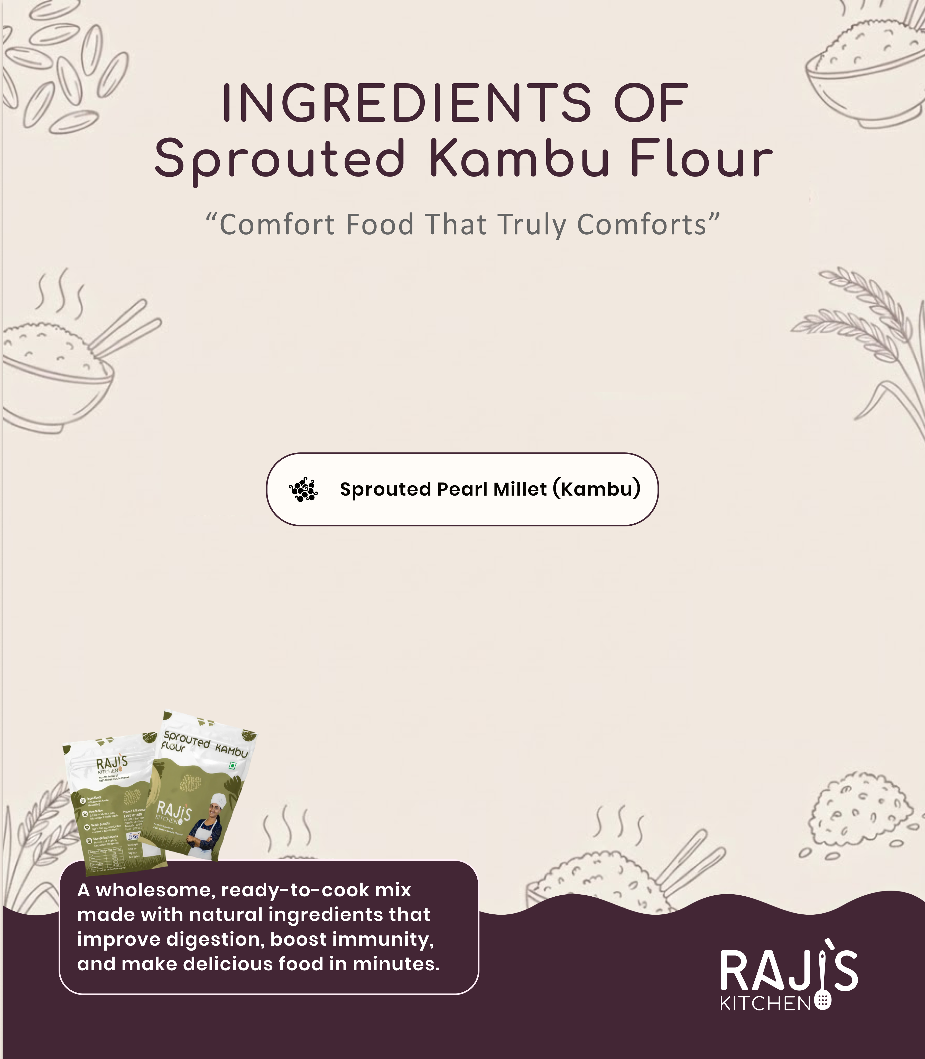 Sprouted Kambu Flour – High Fibre & Energy Rich Mix